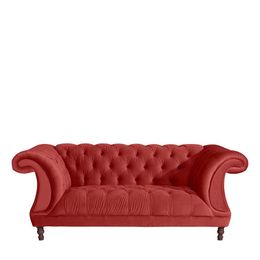 Pharao24.de Neo Barock Couch in Ziegel Rot Samtvelours 200 cm breit