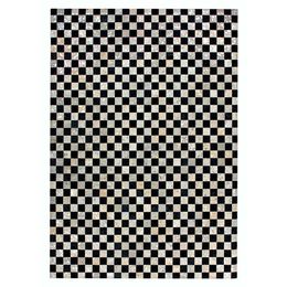 Pharao24.de Patchwork Teppich in Schwarz und Wei&szlig; Echtfell
