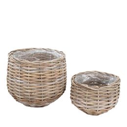 Pharao24.de Korb Set 2-teilig Kubu Rattan im Landhausstil 38 cm breit (zweiteilig)