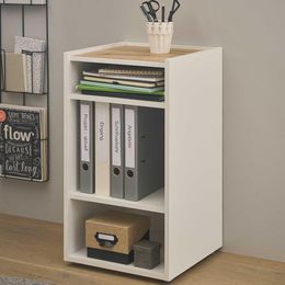 Pharao24.de Homeoffice Aktenregal 40 cm breit Wei&szlig; und Wildeichefarben