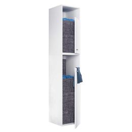 Pharao24.de Hoher W&auml;scheschrank wei&szlig; mit zwei Dreht&uuml;ren 184 cm hoch