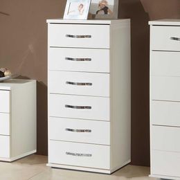 Pharao24.de Hohe Kommode weiss mit sechs Schubladen 46 cm breit - 40 cm tief