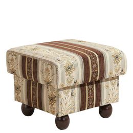 Pharao24.de Landhaus Polster Hocker aus Chenillegewebe Beige Braun mit Streifenmuster