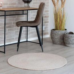 Pharao24.de Runder Teppich in Cremefarben Skandi Design