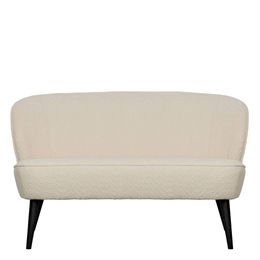 Pharao24.de Retro Stil Zweier Sofa in Cremefarben Vierfu&szlig;gestell aus Holz