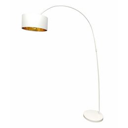 Pharao24.de Design Stehlampe in Wei&szlig; und Goldfarben modernem Design