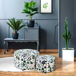 Pharao24.de Hocker in runder Form Blumen Motiv (zweiteilig)