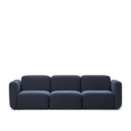 Pharao24.de Dreisitzer Sofa modern in Dunkelblau Stoff 263 cm breit