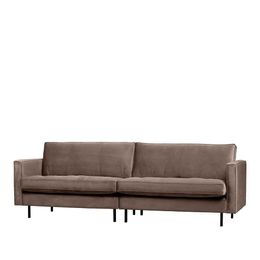 Pharao24.de Retro Sofa in Taupe Samt 275 cm breit