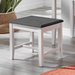 Pharao24.de Hocker Massivholz in Wei&szlig; und Grau lackiert Landhausstil