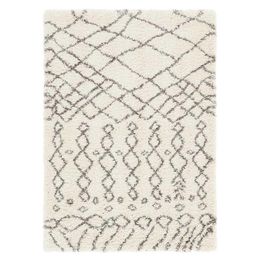 Pharao24.de Hochflor Teppich Boho in Cremefarben und Grau abstraktem Muster