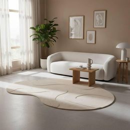 Pharao24.de Teppich organische Form in Cremewei&szlig; Skandi Design