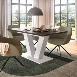 Pharao24.de Esstisch Esszimmer Tisch mit V Fu&szlig;gestell und einer Einlegeplatte