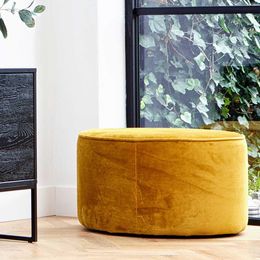 Pharao24.de Sitzpouf in Gelb Samt Webstoff modern
