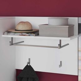 Pharao24.de 60 cm Garderobenpaneel in Wei&szlig; durchgehender R&uuml;ckwand