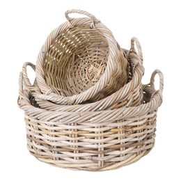 Pharao24.de Korb Set 3-teilig Kubu Rattan im Landhausstil 50 cm breit (dreiteilig)
