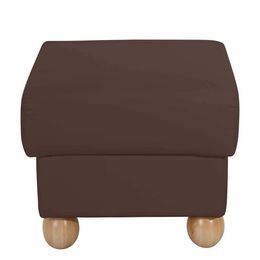 Pharao24.de Brauner Kunstleder Hocker mit Vierfu&szlig;gestell aus Holz 48 cm hoch