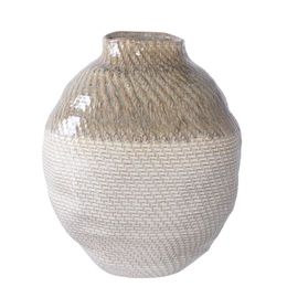 Pharao24.de Blumenvase Dekoration in Wei&szlig; und Gr&uuml;n