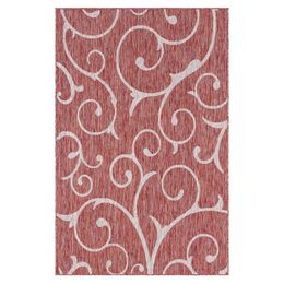 Pharao24.de Outdoorteppich mit Ornament Muster Rostrot und Cremefarben