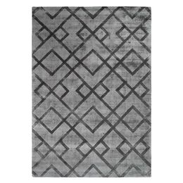 Pharao24.de Kurzflor Teppich in Anthrazit geometrisch gemustert
