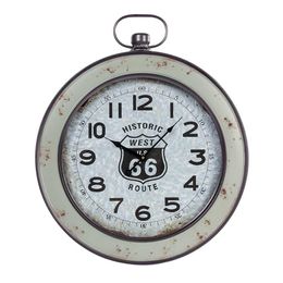 Pharao24.de Runde Wanduhr Retro Look aus Metall Grau und Schwarz
