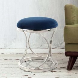 Pharao24.de Sitzhocker in Blau Samt Retrostil