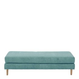 Pharao24.de Hellblauer Cord Hocker im Skandi Design Vierfu&szlig;gestell aus Holz