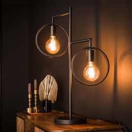 Pharao24.de Tischlampe Metall Factory Style in Dunkelgrau 70 cm hoch