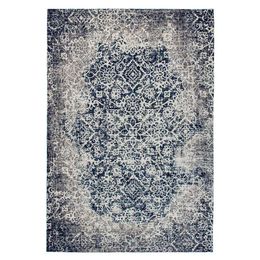 Pharao24.de Orientalischer Teppich in Grau und Blau Chenillegewebe