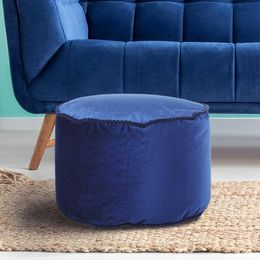 Pharao24.de Samt Pouf in Blau Boho Style