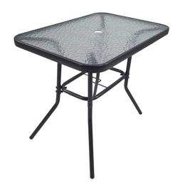 Pharao24.de Outdoor Esstisch aus Sicherheitsglas und Stahl