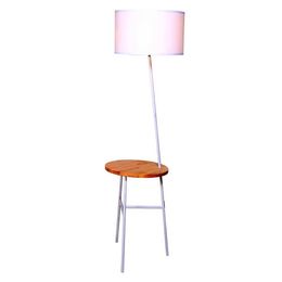 Pharao24.de Beistelltisch mit Lampe in Wei&szlig; Skandi Design