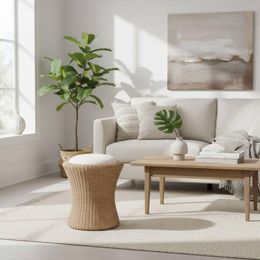 Pharao24.de Rattan Hocker mit Stauraum Sitzkissen