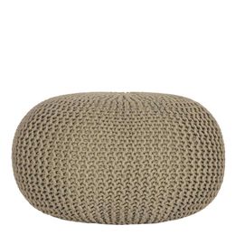 Pharao24.de Pouf Hocker in Khaki Strickstoff
