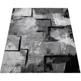 Teppich Paco Home "Mondial 103", grau, B:60cm H:13mm L:100cm, Polypropylen, Teppiche, Teppich, Kurzflor, modernes abstraktes Design