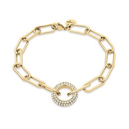 Gliederarmband Tamaris "Schmuck Geschenk Edelstahl Armkette The Glitter Donut", gelbgoldfarben, kristallwei&szlig;, kristallwei&szlig;, Armb&auml;nder, Damen, 21cm, Edelstahl, Gliederarmband, mit Glasstein