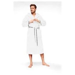 Herrenbademantel Bruno Banani "Danny, Normall&auml;nge & &Uuml;berl&auml;nge, auch in extra lang, Hotelbademantel" Gr. XL, wei&szlig;, L:125cm, Walkfrottee, Hausm&auml;ntel, mit Logostreifen, Herren Bademantel aus 100% Baumwolle, S-4XL