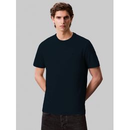 T-Shirt Calvin Klein Jeans "SS SMOOTH CTTN SOLID CREWNK TEE", Herren, Gr. L, blau (schwarz sapphire), Single Jersey, Obermaterial: 100% Baumwolle, Basic, normal h&uuml;ftlang, Rundhals, abgesteppt, Shirts T-Shirt, mit Logo