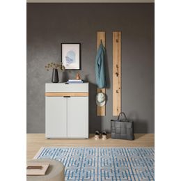 Garderoben-Set Home Affaire "Oran", grau, B:150cm H:194cm T:37cm, Holzwerkstoff, Kastenm&ouml;bel-Sets, Oran, Evoke Oak, Grau, Garderobenset, Schrank, 2 Paneele mit Haken