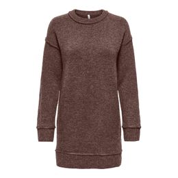 Midikleid Only "ONLHAZEL LS O-NECK DRESS BF KNT", Damen, Gr. M, N-Gr, chocolate martini detail:melange, Strick, Obermaterial: 93% Polyester, 4% Wolle, 3% Elasthan, meliert, regular fit kurz, Rundhals, Rippb&uuml;ndchen, Kleider Midikleid, Sommerkleid