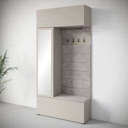 Garderoben-Set Home Affaire "TEJO", kaschmir, B:115cm H:231,9cm T:37,5cm, Holzwerkstoff, Kastenm&ouml;bel-Sets, Spiegel Schrank Element flexibel links/rechts einsetzbar