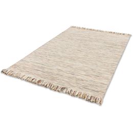Sch&ouml;ner Wohnen Kollektion Teppich "Arina", beige, B:200cm H:10mm L:300cm, Baumwolle, Wolle, SCH&Ouml;NER WOHNEN-KOLLEKTION, Teppiche, Teppich, 80% reine Wolle, gewebte Struktur, meliert, mit Fransen, Wohnzimmer