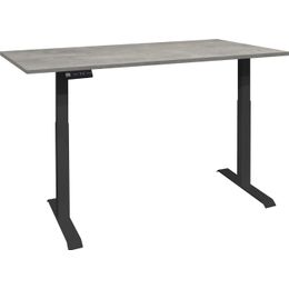 M&auml;usbacher Schreibtisch M&Auml;USBACHER "Big System Office, Arbeitstisch, B&uuml;rotisch", grau (schwarz matt, beton, schwarz matt, beton), B:120cm, Tische, Schreibtisch, Breite 120 cm, elektrisch h&ouml;henverstellbar, beton