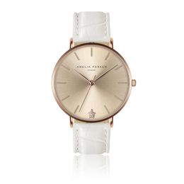 Quarzuhr AMELIA PARKER "AA2-S108R", wei&szlig; croco, Armbanduhren, Damen, Quarzuhr
