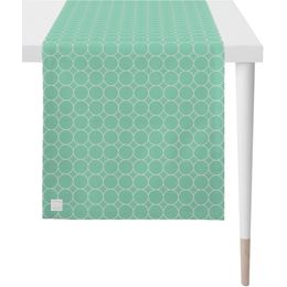 Tischl&auml;ufer Apelt "3973 Outdoor, Sommerdeko, Sommer", gr&uuml;n (mint, creme), B:46cm L:135cm, Polyester, Tischdecken, Jacquardgewebe