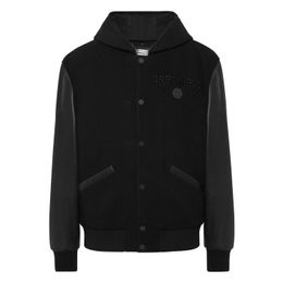 Philipp Plein Hooded Varsity Bomber With Leather Sleeves Greatness