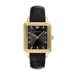 Quarzuhr Emporio Armani, schwarz, Armbanduhren, Herren, Quarzuhr, Armbanduhr, Damenuhr, Herrenuhr, Lederarmband, analog, Tag