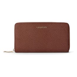 Geldb&ouml;rse LAZAROTTI "Bologna Leather XL Zip-Around Geldb&ouml;rse Leder 19 cm", Damen, dunkelbraun, Leder, Kleinlederwaren