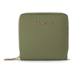 Geldb&ouml;rse LAZAROTTI "Bologna Leather Medium Zip-Around Geldb&ouml;rse Leder 10 cm", Damen, oliv, Leder, Kleinlederwaren
