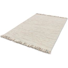 Sch&ouml;ner Wohnen Kollektion Teppich "Arina", hellblau, B:200cm H:10mm L:300cm, Baumwolle, Wolle, SCH&Ouml;NER WOHNEN-KOLLEKTION, Teppiche, Teppich, 80% reine Wolle, gewebte Struktur, meliert, mit Fransen, Wohnzimmer
